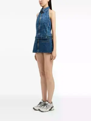 Palm Angels Logo Denim Halter Neck Dress