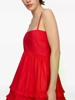 GANNI Ruffled Tie Mini Dress - Red