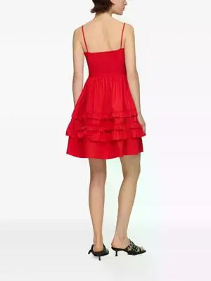 GANNI Ruffled Tie Mini Dress - Red