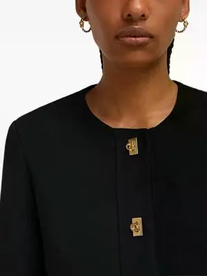 FERRAGAMO Cropped Wool And Cashmere Jacket With Gancio Buckle Buttons - Black