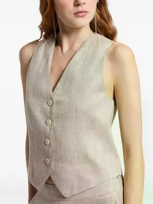 Peserico Herringbone Pattern Waistcoat