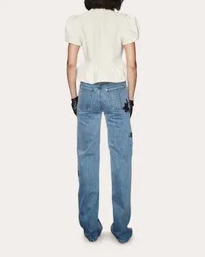 Hellessy Zion Embroidered Lace Straight-leg Jeans