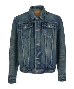 Saint Laurent Buttoned Long-sleeved Denim Jacket