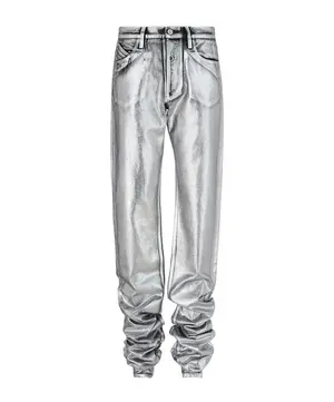 Attico Metallic Logo Patch Jeans
