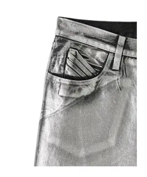 Attico Metallic Logo Patch Jeans