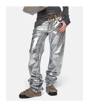 Attico Metallic Logo Patch Jeans