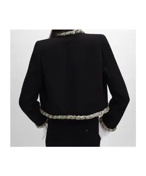 Celine Embroidered Icone Jacket In Wool Natt - Black