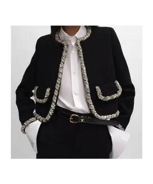 Celine Embroidered Icone Jacket In Wool Natt - Black