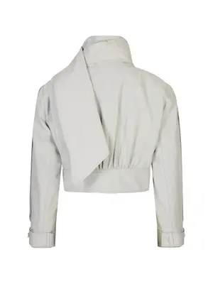 Chloé Cropped Jacket With Detachable Scarf And Belt - Storm Ash