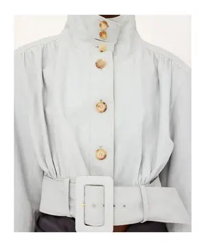 Chloé Cropped Jacket With Detachable Scarf And Belt - Storm Ash