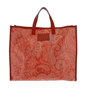 Etro Paisley Printed Logo Patch Tote Bag