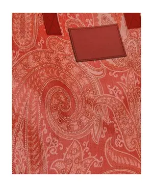 Etro Paisley Printed Logo Patch Tote Bag