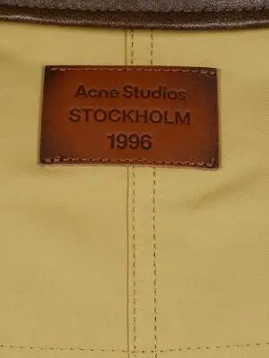 Acne Studios Organic Cotton Shirt Jacket With Leather Collar - Sand