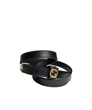 Gucci Interlocking G Leather Belt - Black