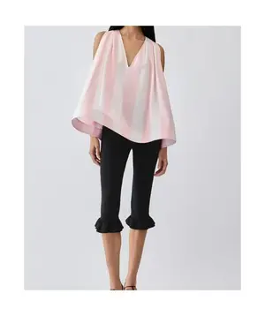 Jacquemus Norma Striped V-neck Top With Knot Detail - Pink