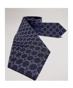 Gucci Horsebit Pattern Neck Tie - Black
