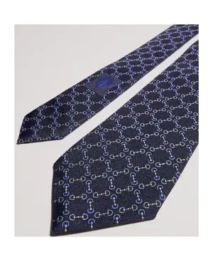 Gucci Horsebit Pattern Neck Tie - Black