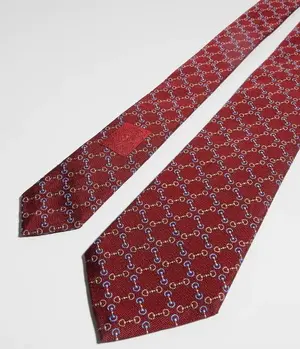 Gucci Horsebit Silk Jacquard Tie - Red