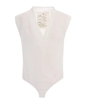 Patrizia Pepe Sleeveless V-neck Bodysuit Top - White