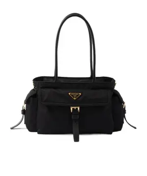 Prada Medium Re-nylon And Leather Tote Bag - Black