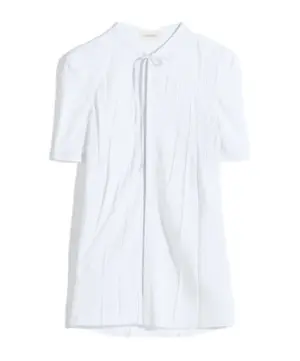 LEMAIRE Short-sleeve Pleated Tie-neck Top