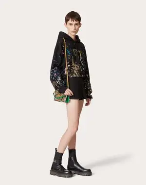 Valentino Garavani Sequin Logo Cropped Hoodie