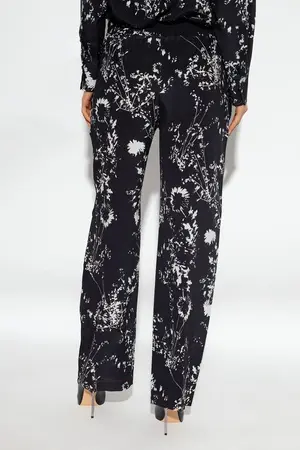 Victoria Beckham Floral-print Silk Wide-leg Trousers