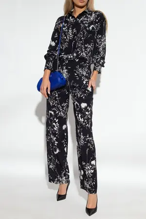 Victoria Beckham Floral-print Silk Wide-leg Trousers
