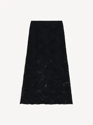 BY MALENE BIRGER Organic Cotton Crocheted A-line Skirt - Black