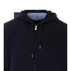 Brunello Cucinelli Techno Cotton Zip-up Hooded Sweatshirt - Black