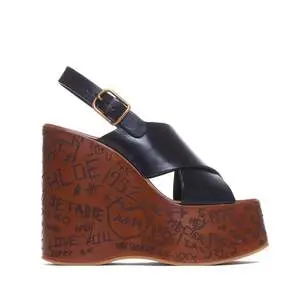 Chloé Maxime Wedges Sandals - Black
