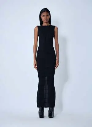 Rick Owens Wool Knit Tank Maxi Dress - Black