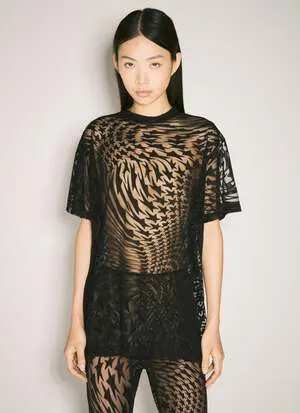 MUGLER Sheer Flocked Star T-shirt - Black