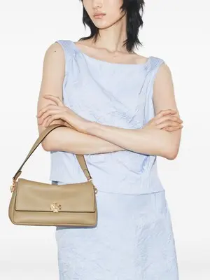 Tory Burch Small Charlie Leather Shoulder Bag - Grey