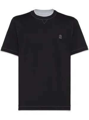 Brunello Cucinelli Logo Cotton T-shirt - Black
