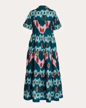 Erdem Ikat Cotton Tiered Midi Shirt Dress
