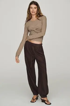Sanctuary Mel 100% Linen Micro Balloon Pants - Brown