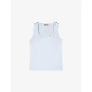 Maje Round Neck Stretch-silk Vest Top - Bleus
