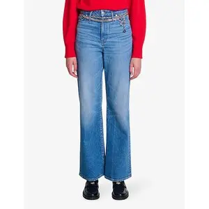 Maje Chain-belt Straight-leg High-rise Stretch-denim Jeans