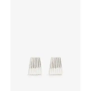 HEAVEN MAYHEM Ribbed Plated Brass Stud Earrings - Silver
