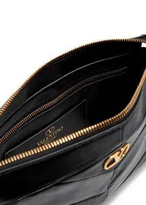 Valentino Garavani Vlogo Panelled Leather Shoulder Bag - Black