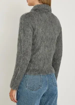 Chloé Brushed Knit Wool-blend Polo Top - Grey