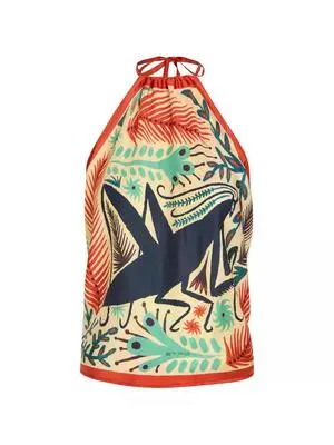 Etro Insect Print Halterneck Top - Red