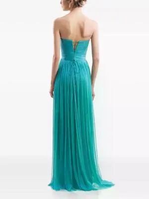 IMROSKA Strapless Sweetheart Neck Pleated Dress