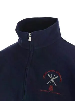 Brunello Cucinelli Quarter-zip Sweater With Embroidered Logo