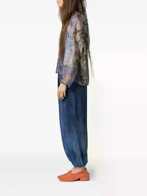 ANNTIAN Floral Chiffon Sweater - Blue
