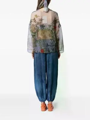 ANNTIAN Floral Chiffon Sweater - Blue
