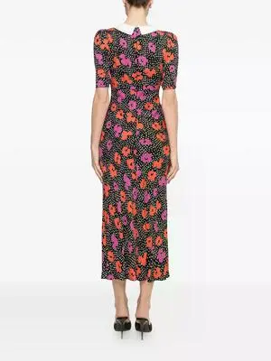 NISSA Floral Print Midi Dress With Peter Pan Collar