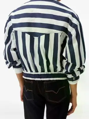 Versace Striped Cotton Denim Blouson Jacket