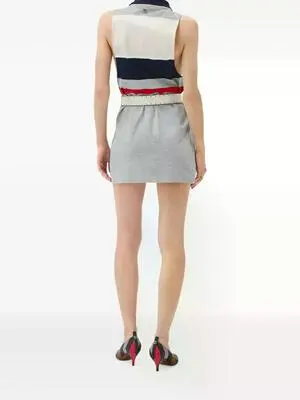 Versace Striped Cotton-jersey Mini Dress With Ribbed Collar